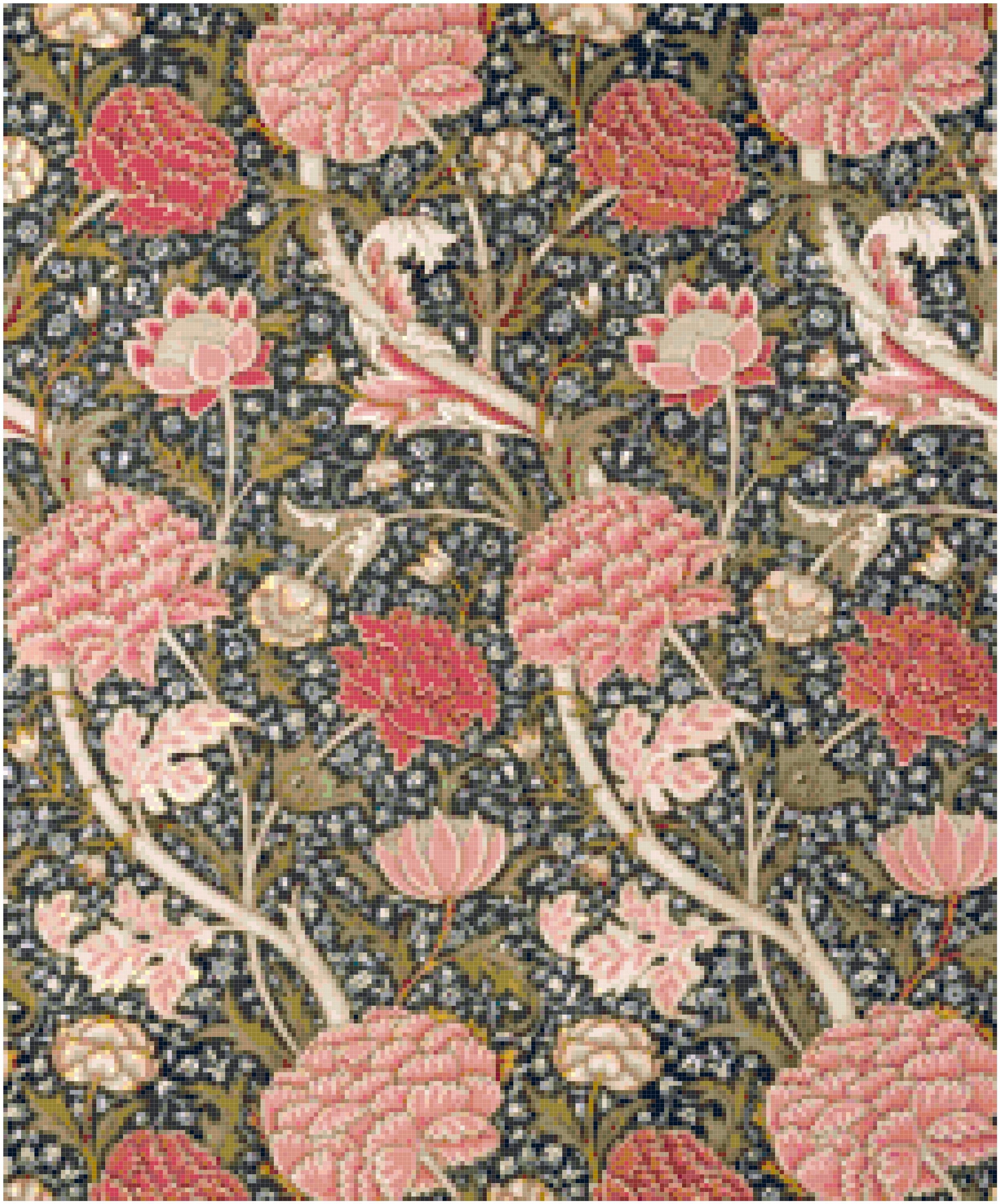 William Morris Floral Wallpaper Design Counted Cross Stitch Pattern ...