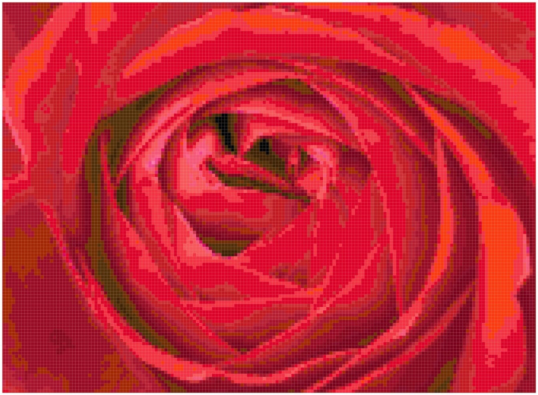 Red Rose Counted Cross Stitch Pattern Chart PDF Download by Stitching ...