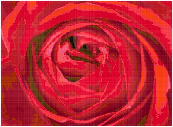 Red Rose Counted Cross Stitch Pattern Chart PDF Download by | Etsy