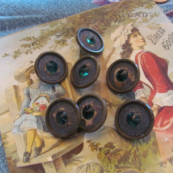 Antique Green Glass Buttons - Etsy