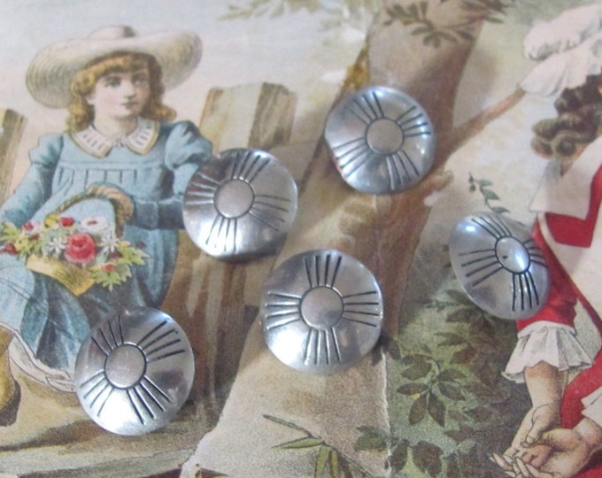 5 Beautiful Silver Native American Concho Buttons Shank 15mm // Antique ...