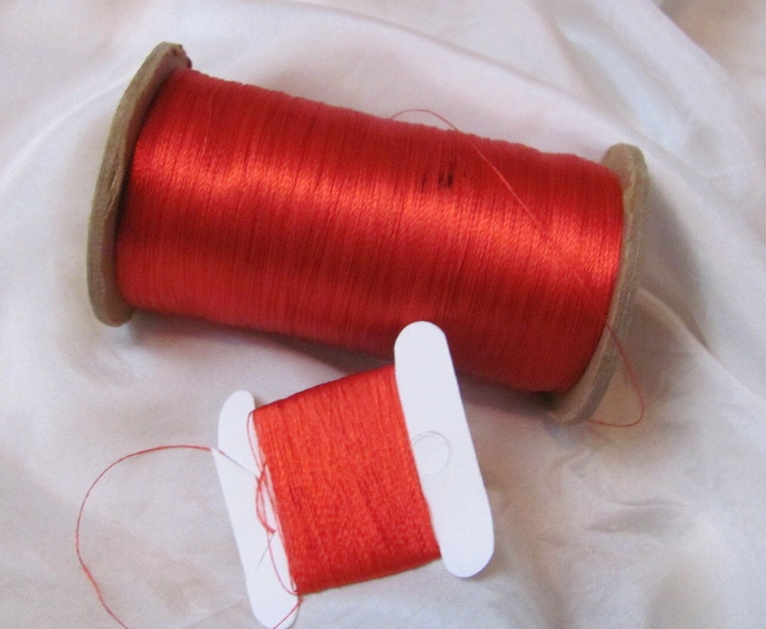 100% Silk Thread // Antique Embroidery Sewing Threads Real Silk // Red ...