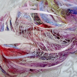 PINK Ribbon Yarn Bundle Lot Assorted Novelty Fancy Premium Fibers Mixed ...