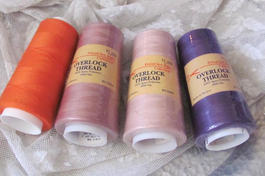 Lot of 4 Assorted Colors // Overlock Sewing Thread Spool Cone Polyester ...