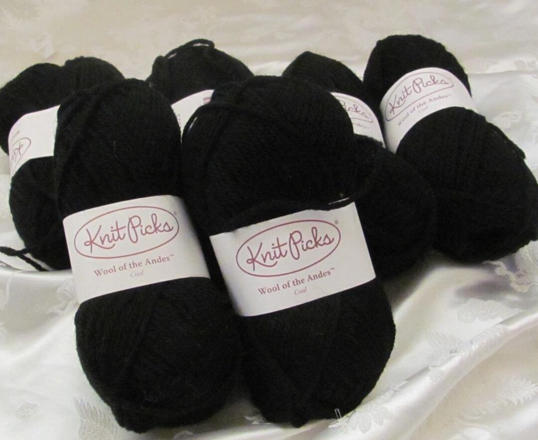 6 Skeins Knit Picks // Wool of the Andes Blend Yarn Skein - 50g Coal ...