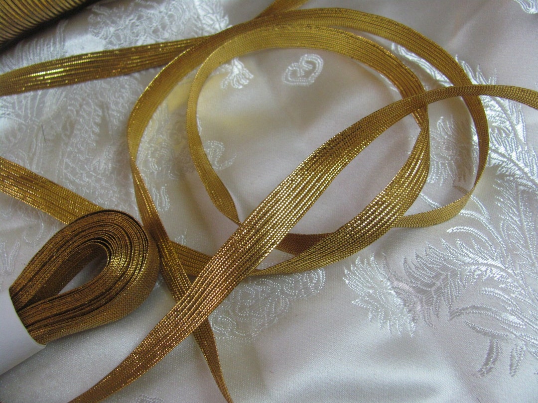 Ribbon Metallic Gold Woven Braided Middy Twill Cord Strap Trim Ribbon ...