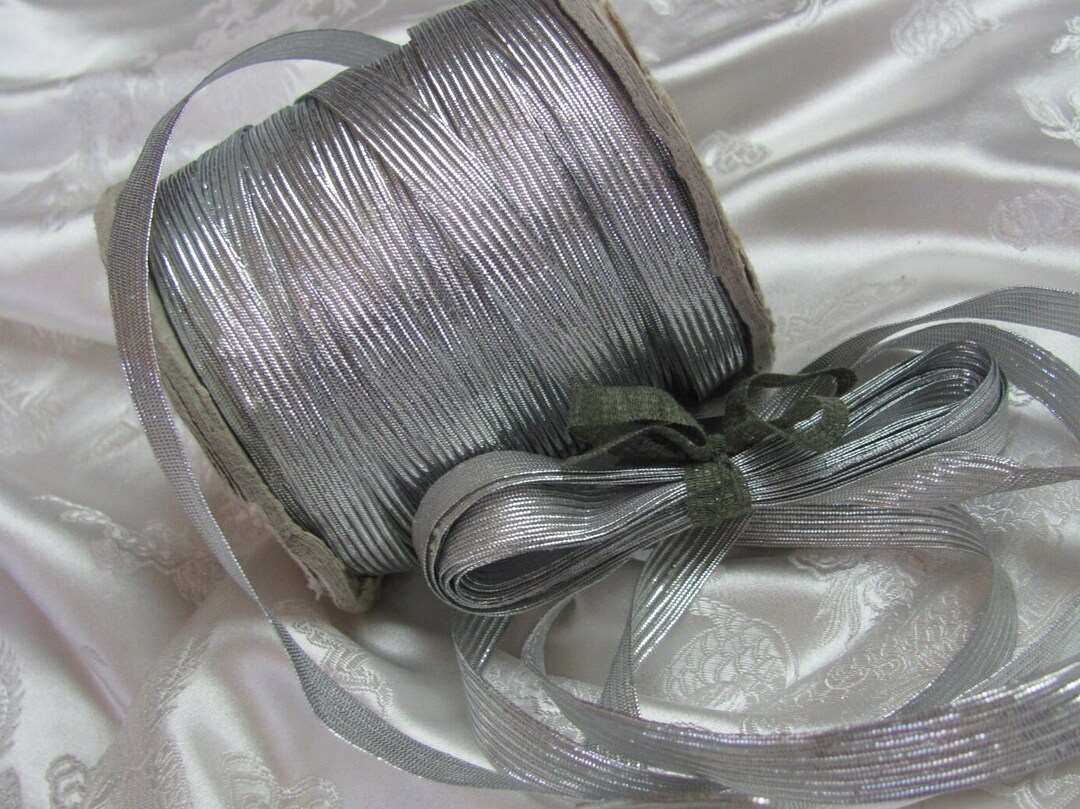 Ribbon Metallic Silver Woven Braided Middy Twill Cord Strap Trim Ribbon ...