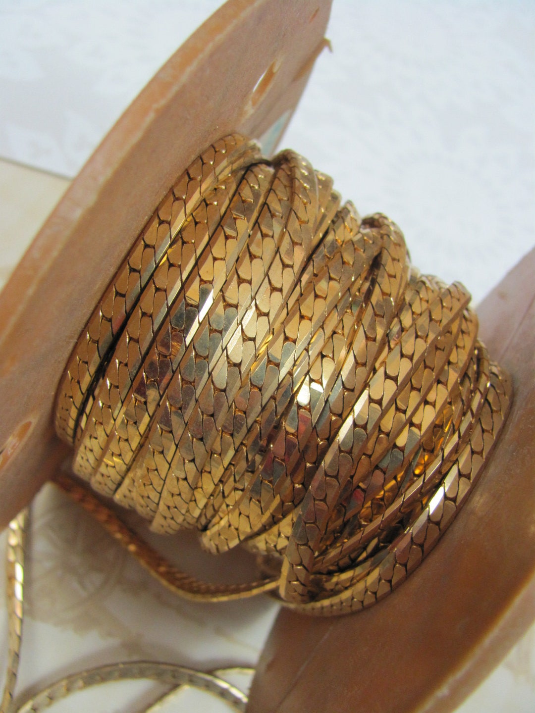 Gold Tone Chain Metal Necklace Jewelry Supply Vintage - Serpentine 5mm ...