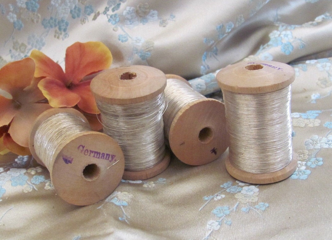 Spool Metal Thread Antique French Early Century Silver 1 Ply Metal ...