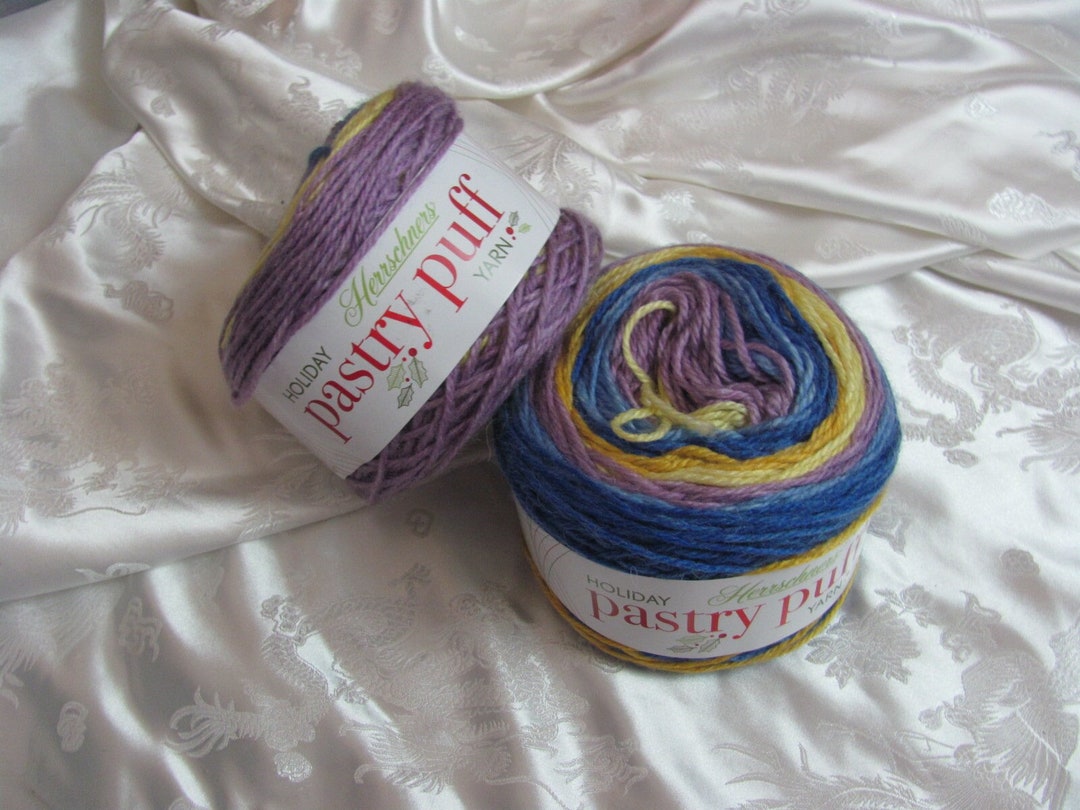 Lot of 2 Herrschner's Pastry Puff Yarn Acrylic Wool Cake Skein 4.9oz ...