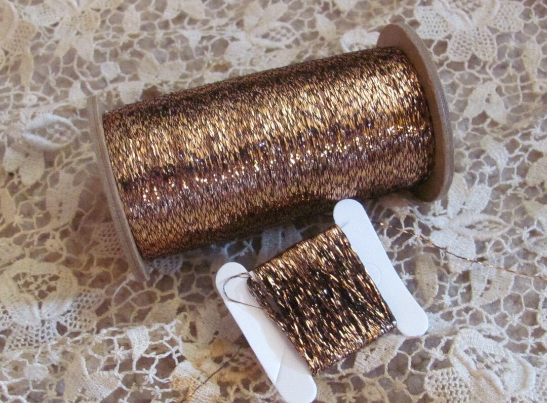Vintage Bronze Flat Metallic Tinsel Lurex Mylar Filiment Thread - 20 ...