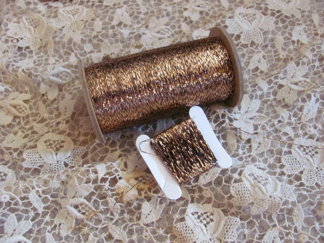 Fil de filigrane en lurex mylar métallisé plat bronze vintage 20 mètres ...