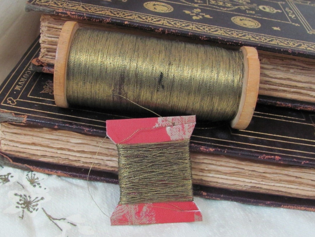 Dark Gold Real Metal Thread - Antique French Early Century France - 10 ...