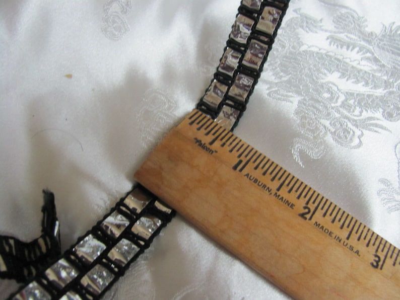 Black Silver Metallic Gimp Trim Fabric Ribbon Strap - 16mm Wide - 3 - 5 ...