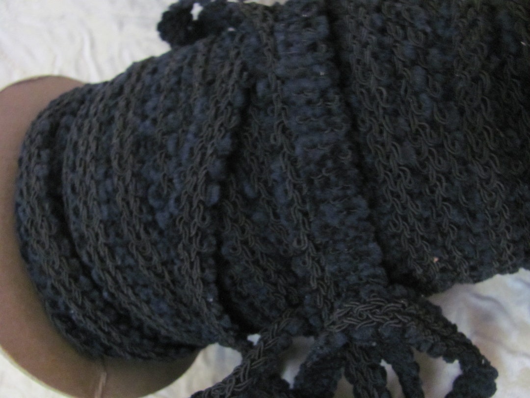 Black Fuzzy Thick Soft Gimp Woven Trim - 5/8" Inch 15mm Wide - 3 Yards ...