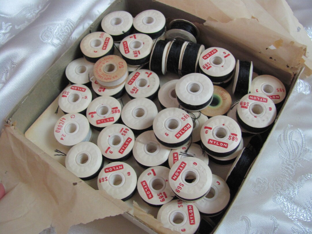 Ready Wound Sewing Machine Bobbins Thread Black Nylon Size G American ...