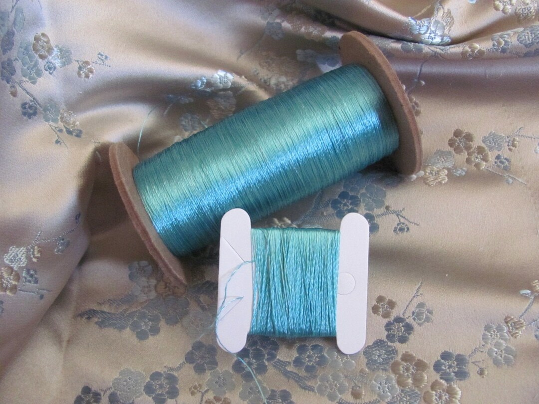 100% Silk Thread // Turquoise Green // Antique Embroidery - Etsy