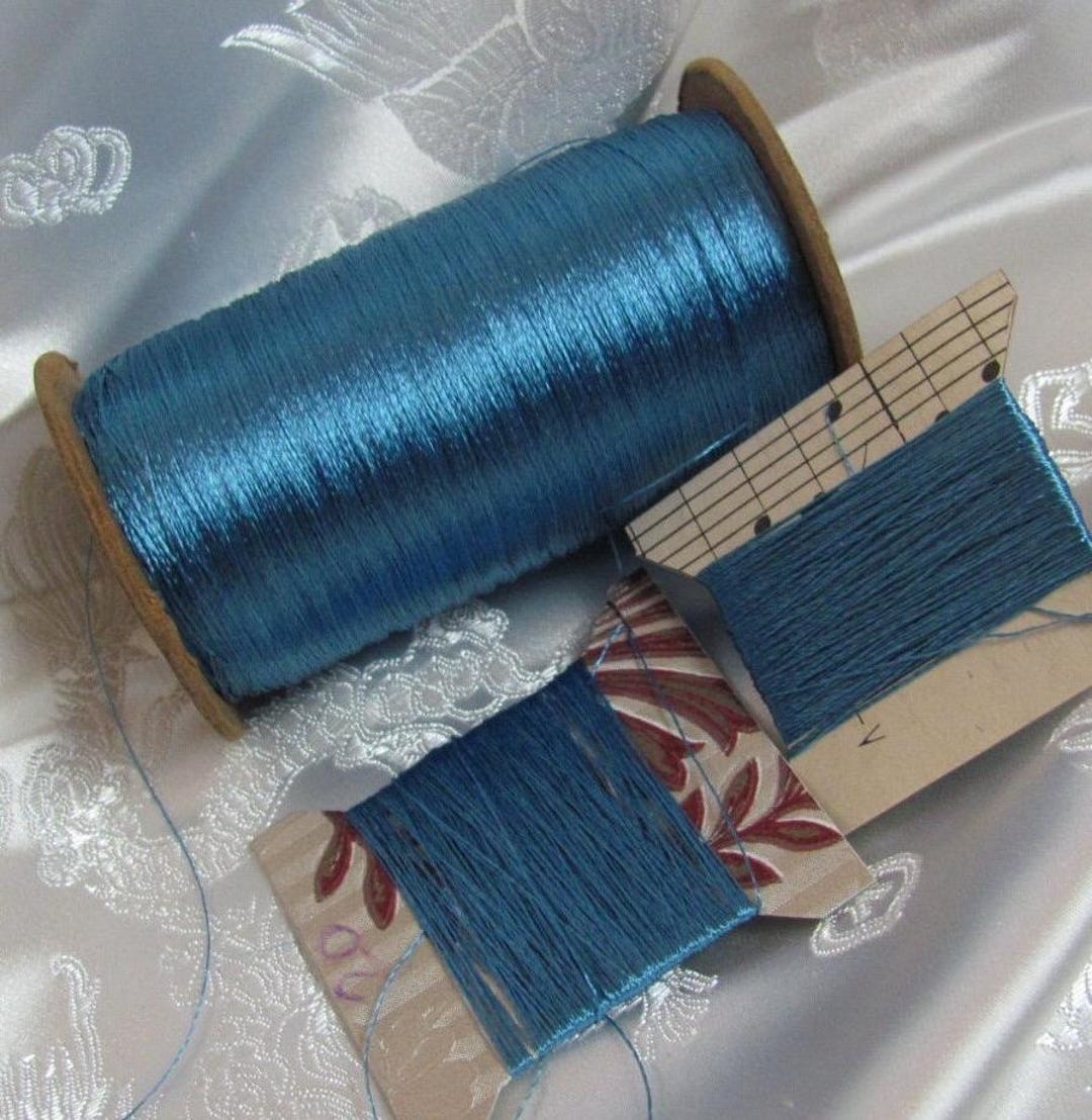 100% Silk Thread // Vintage Sewing Threads Real Silk // Blue 20 40 60 ...