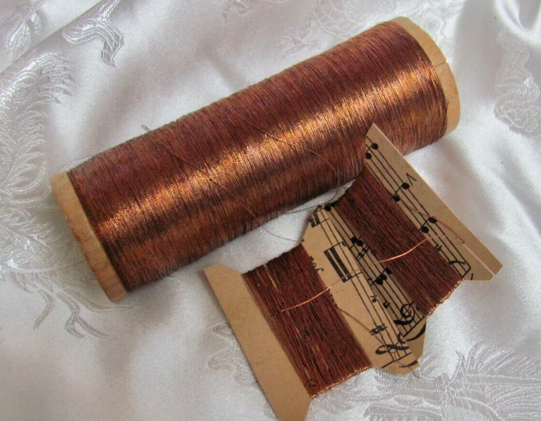 Antique French 19th Century Dark Copper Real Metal Thread - 10 or 25 ...