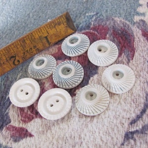 Set of 8 Unique White Plastic Buttons 18mm Sew Through SPC // Antique ...