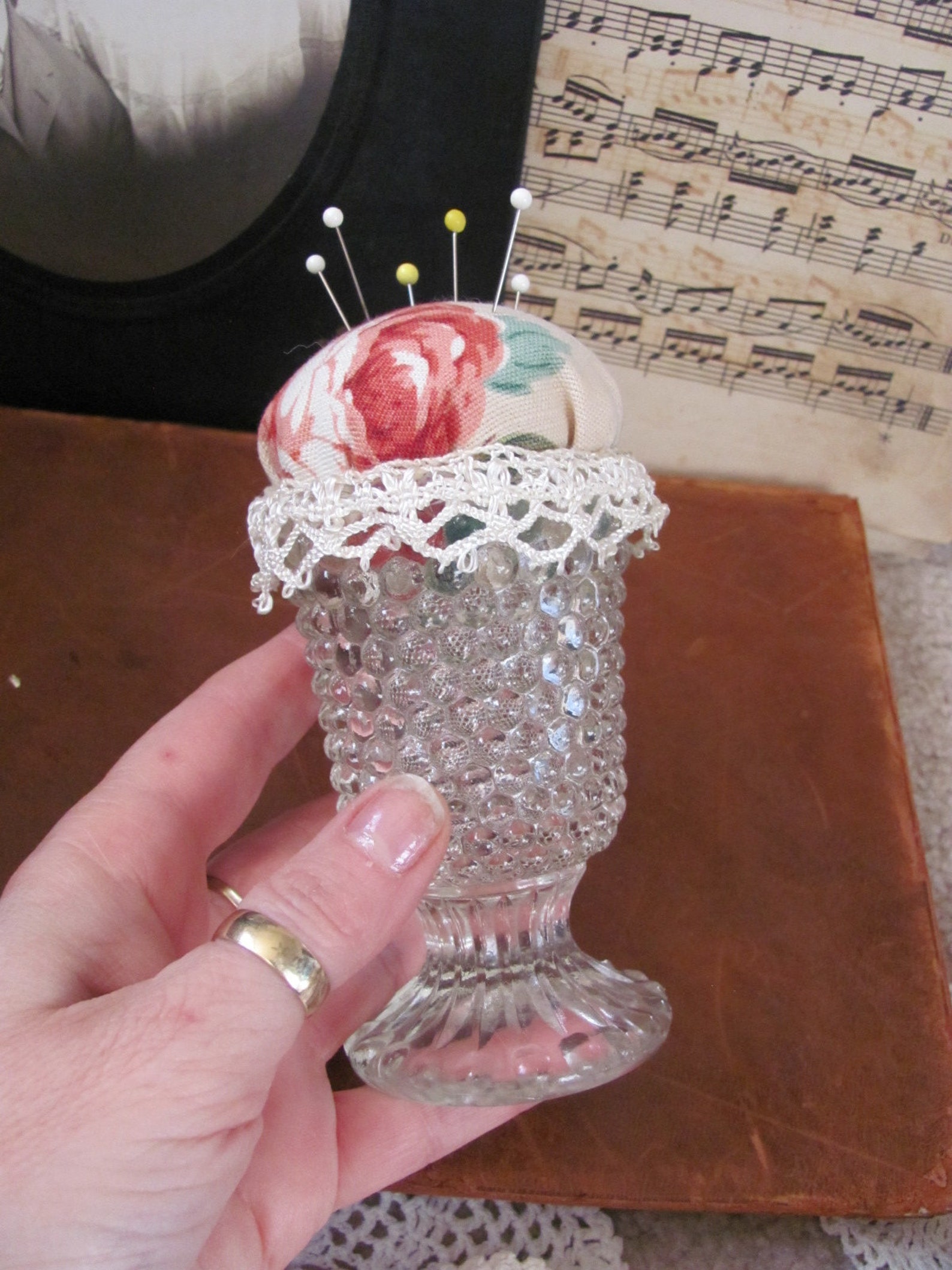Handmade Pin Cushion Made With Avon Glassware - Others Available in My ...