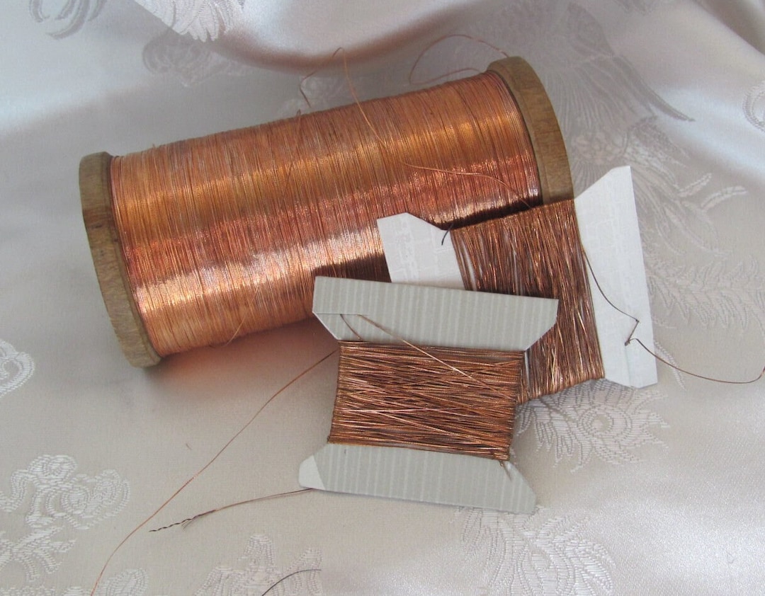 Antique French 19th Century Copper Real Metal Thread Thin Fine France ...