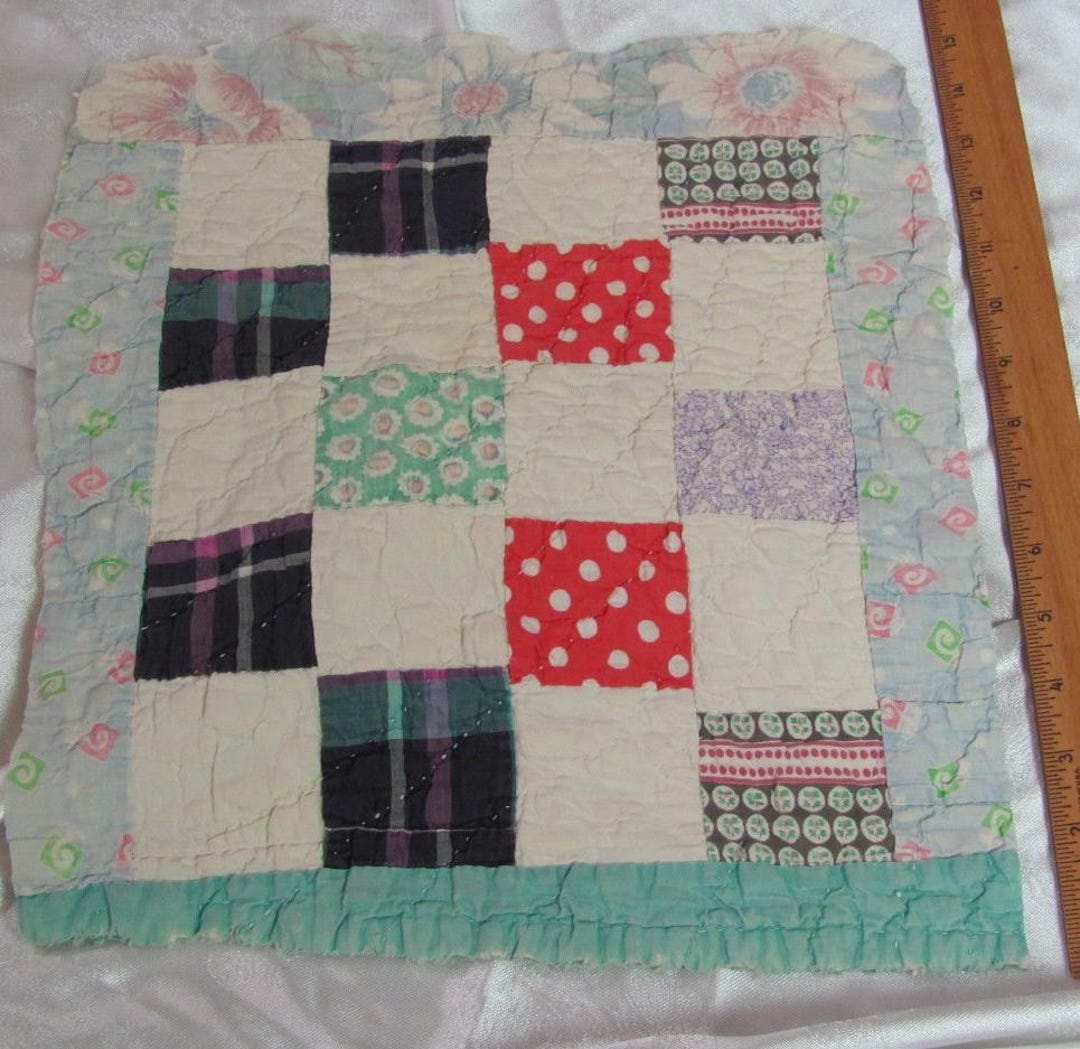 Vintage Antique Handmade Quilt Square Panel Block Piece 12" X 14 ...