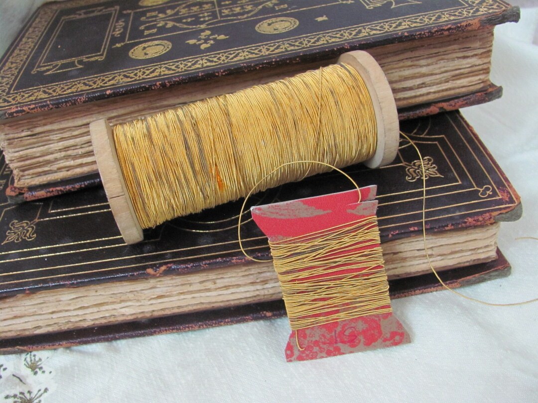 Super Rare Gold Real Metal Gimp Bullion Military Thread Antique French ...