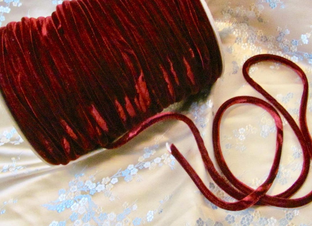 Dark Red Burgundy Velvet Velour Tube Spaghetti Cord Sewing Trim 8mm - 2 ...