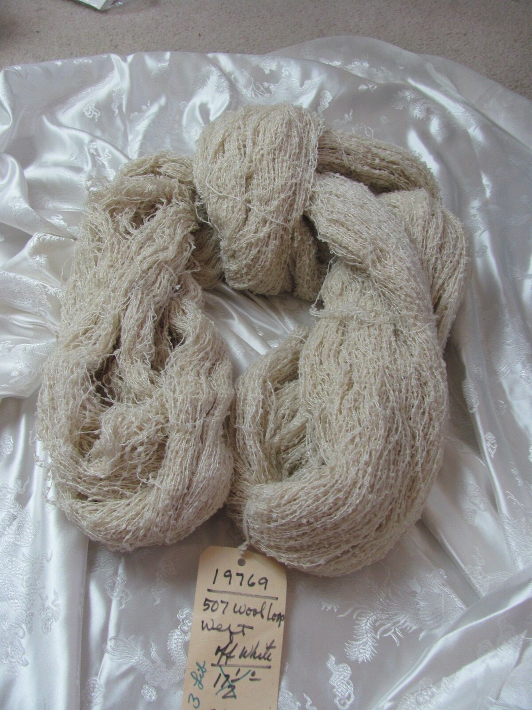 Wow! 1.5 Pounds of Natural Wool Looped Boucle Yarn Bulk Yarns off White ...