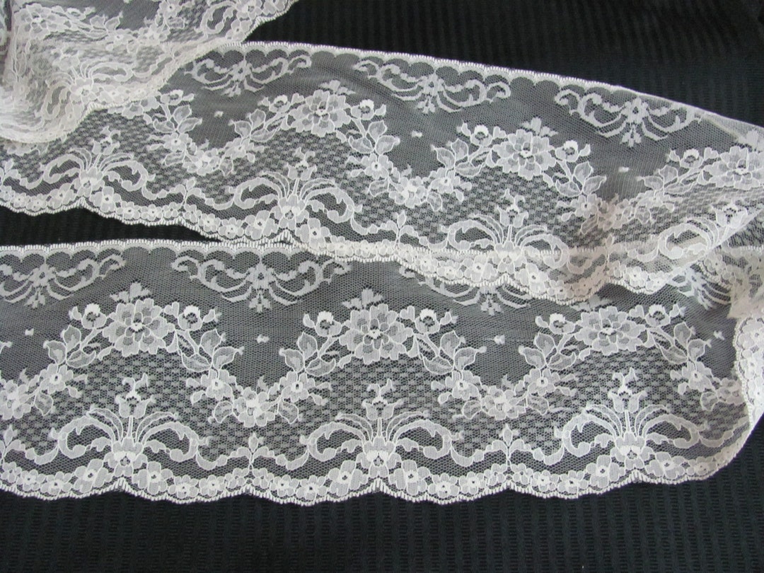 Lace Vintage Extra Wide off White Floral Scallop Net Lace - 5 Inches ...