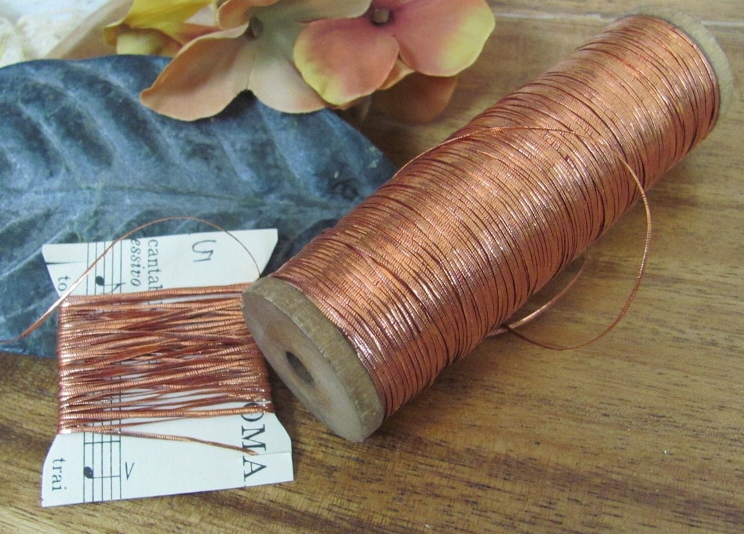 Amazing Rare Antique French Early Century Copper Flat Metal Thread ...