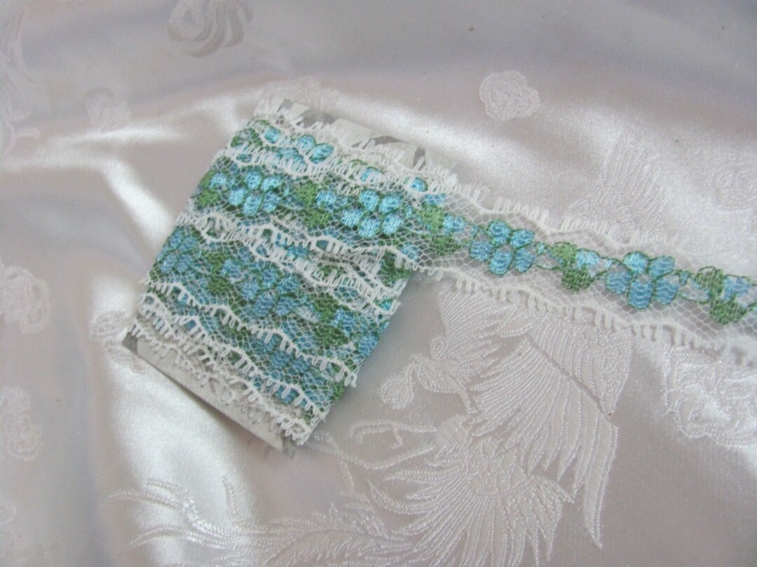 Vintage Lace off White Blue Green Floral Delicate Sewing Trim - .75 ...
