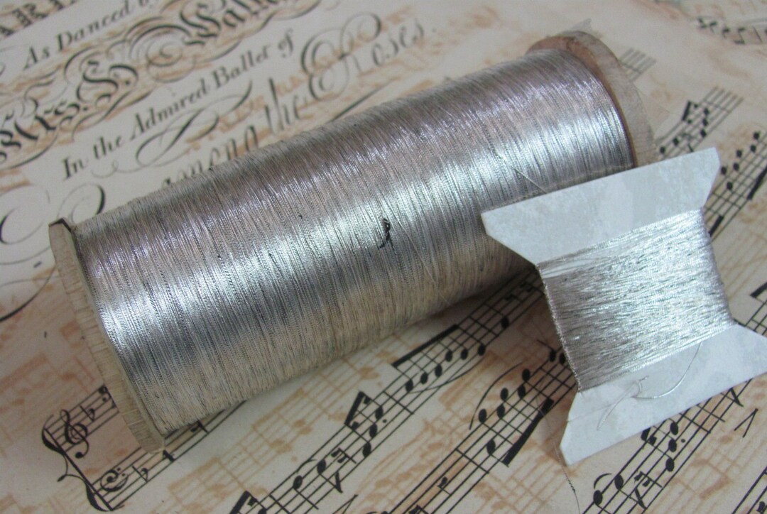 Silver Real Metal Thread - Antique French France Early Century - 10 ...