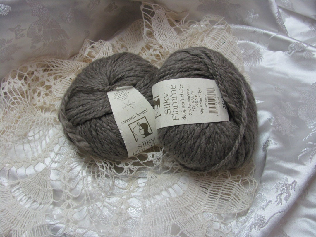 2 Silky Flamme Peruvian Wool Alpaca Silk Blend Crochet 3 Yarn Skeins ...