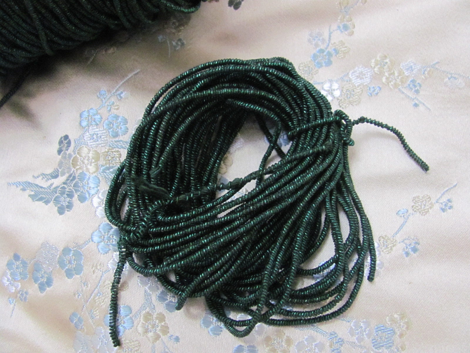Metallic Green Emerald Beadette Beaded Sewing String Trim Rope Cord ...
