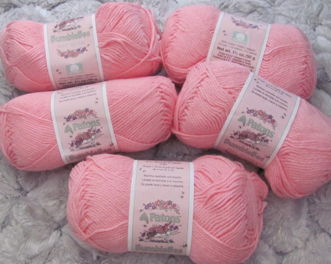 5 Skeins - Patons Pure 100% Cotton Bumble Bee Baby Yarn Skein - 1.75oz ...