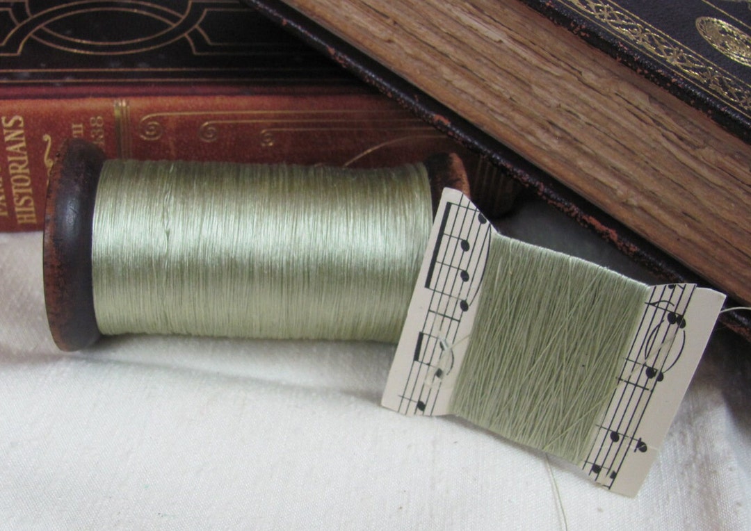 100% Silk Thread // Antique French Thread Real Silk // Green 20 40 60 ...
