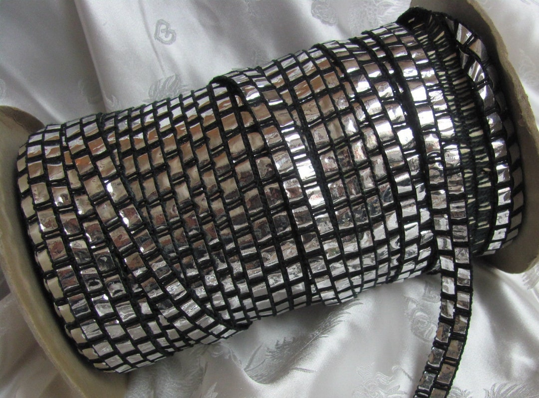 Black Silver Metallic Gimp Trim Fabric Ribbon Strap - 16mm Wide - 3 - 5 ...