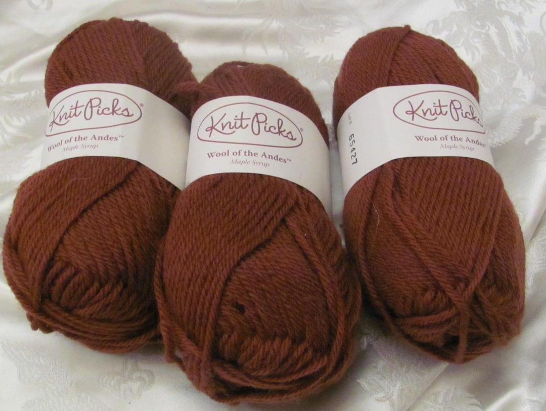 3 Skeins Knit Picks // Wool of the Andes Blend Yarn Skein - 50g Maple ...