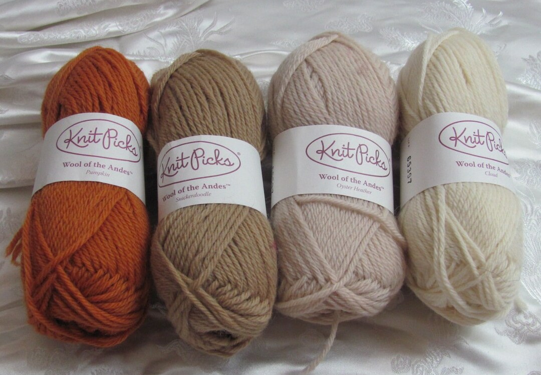 4 Skeins Knit Picks // Wool of the Andes Blend Yarn Skein - 50g 24649 ...