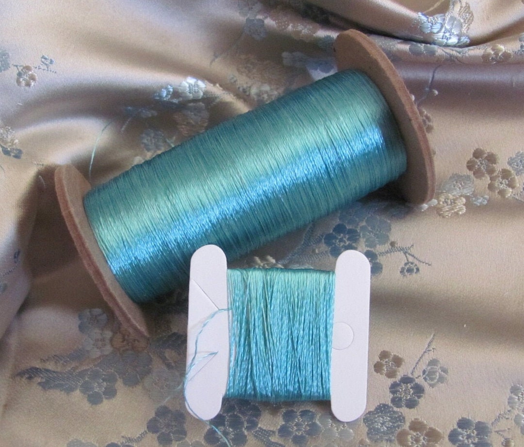 100% Silk Thread // Turquoise Green // Antique Embroidery Floss Thread ...