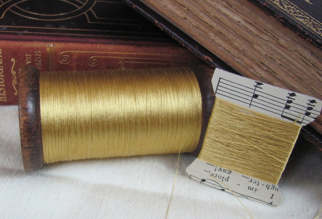 100% Silk Thread // Antique Sewing Floss Thread Real Silk // Yellow 20 ...