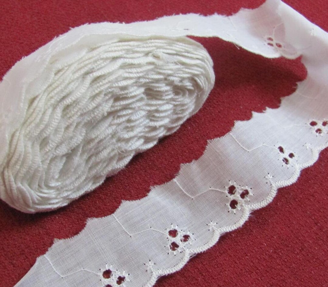 Vintage White Lace Eyelet Scallop Trim - 1.5" Inches 32mm Wide - 6 Yard ...