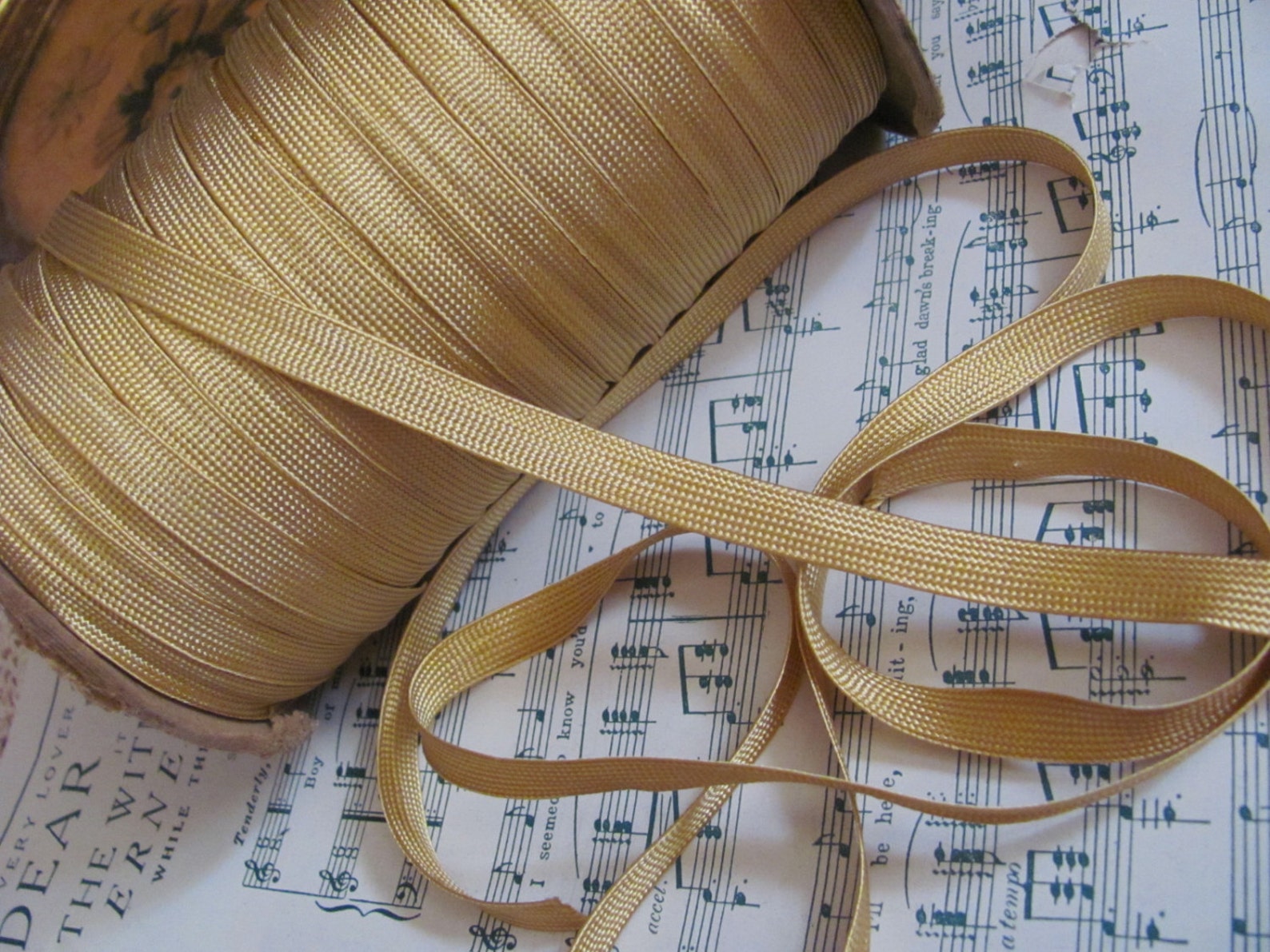 Ribbon Antique Gold Woven Braided Twill Cord Strap Trim Ribbon | Etsy