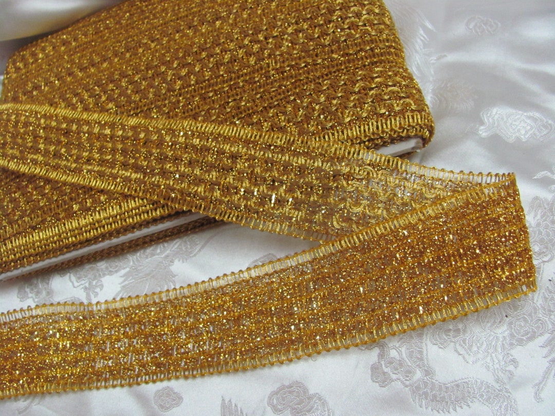 Shiny Gold Metal Metallic Woven Gimp Upholstery Pillow Costume Sewing ...