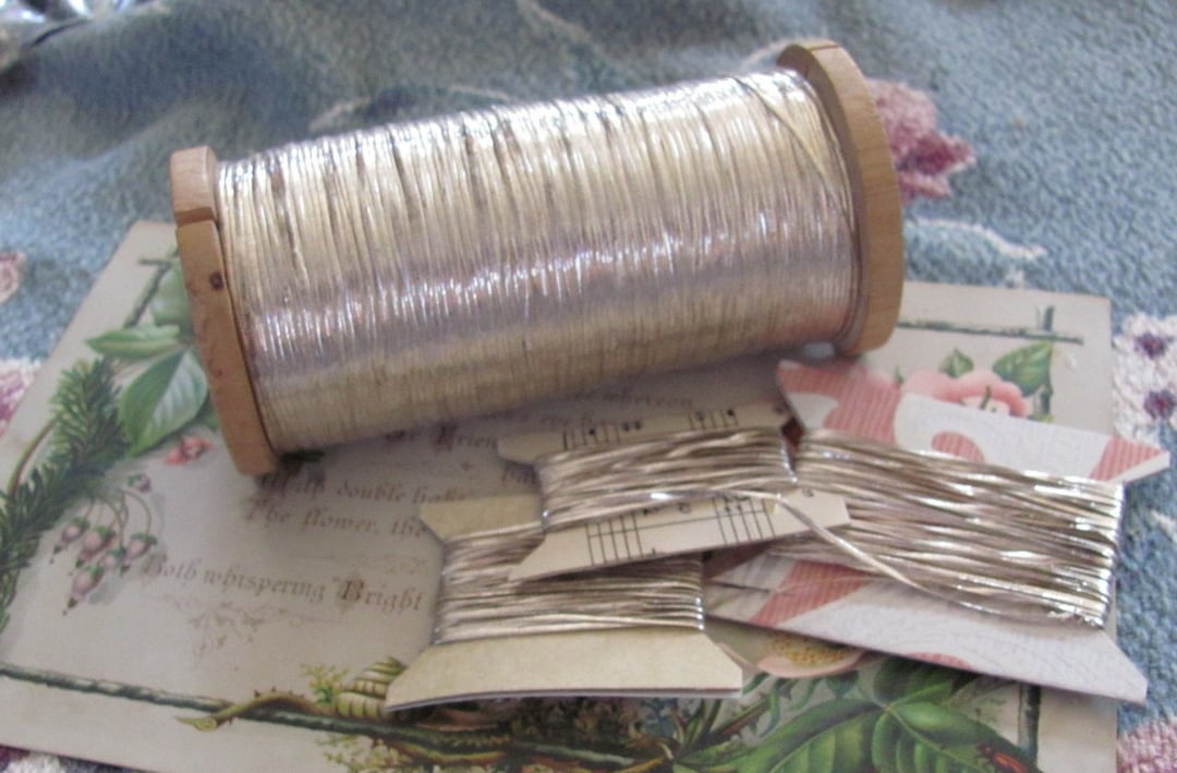 Amazing French Flat Silver Metal Thread Early Century Antique Couching ...