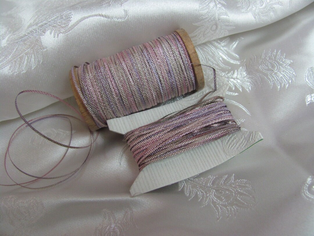 Pink Purple Silver Embossed Tinsel French Antique 19th Century Real ...