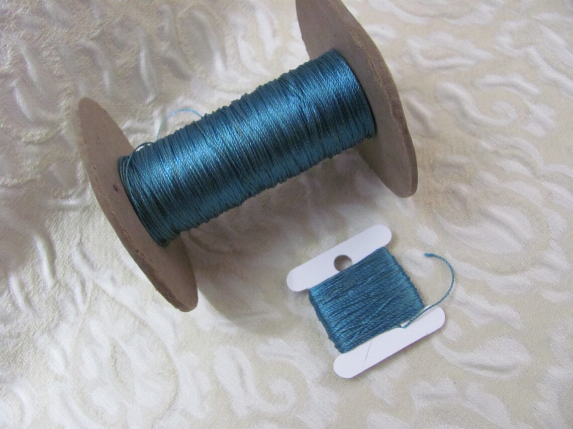 Twisted Silk Thread // Turquoise Blue Antique Vintage Embroidery Silk ...
