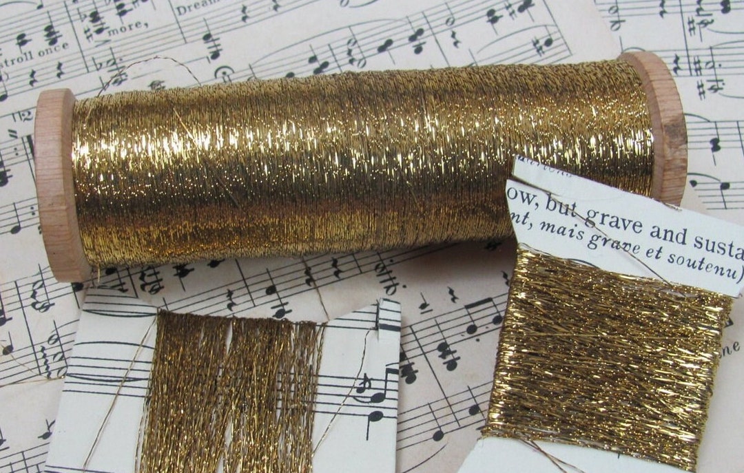 2 Ply Wavy Kinked Gold Real Metal Thread - Antique French Early Century ...